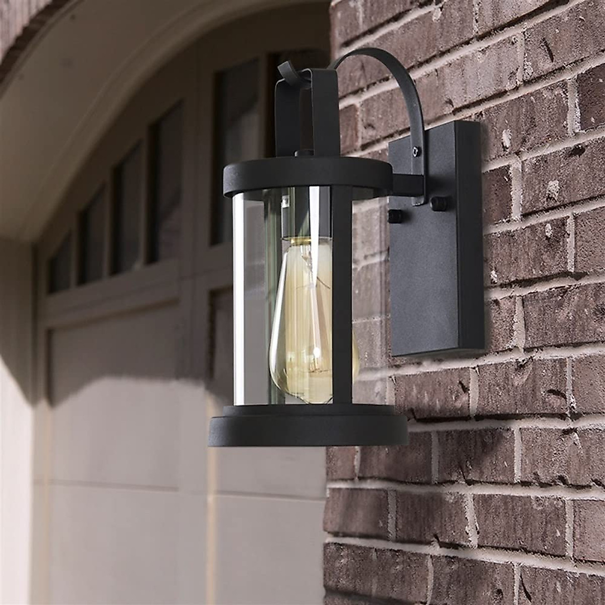 Zziyj Outdoor Waterproof Wall Sconce Exterior Wall Mount Rustic Farmhouse Wall Lanterns Black Porch Light with Clear Glass Shade for Home Patio Garden Garage Lighting