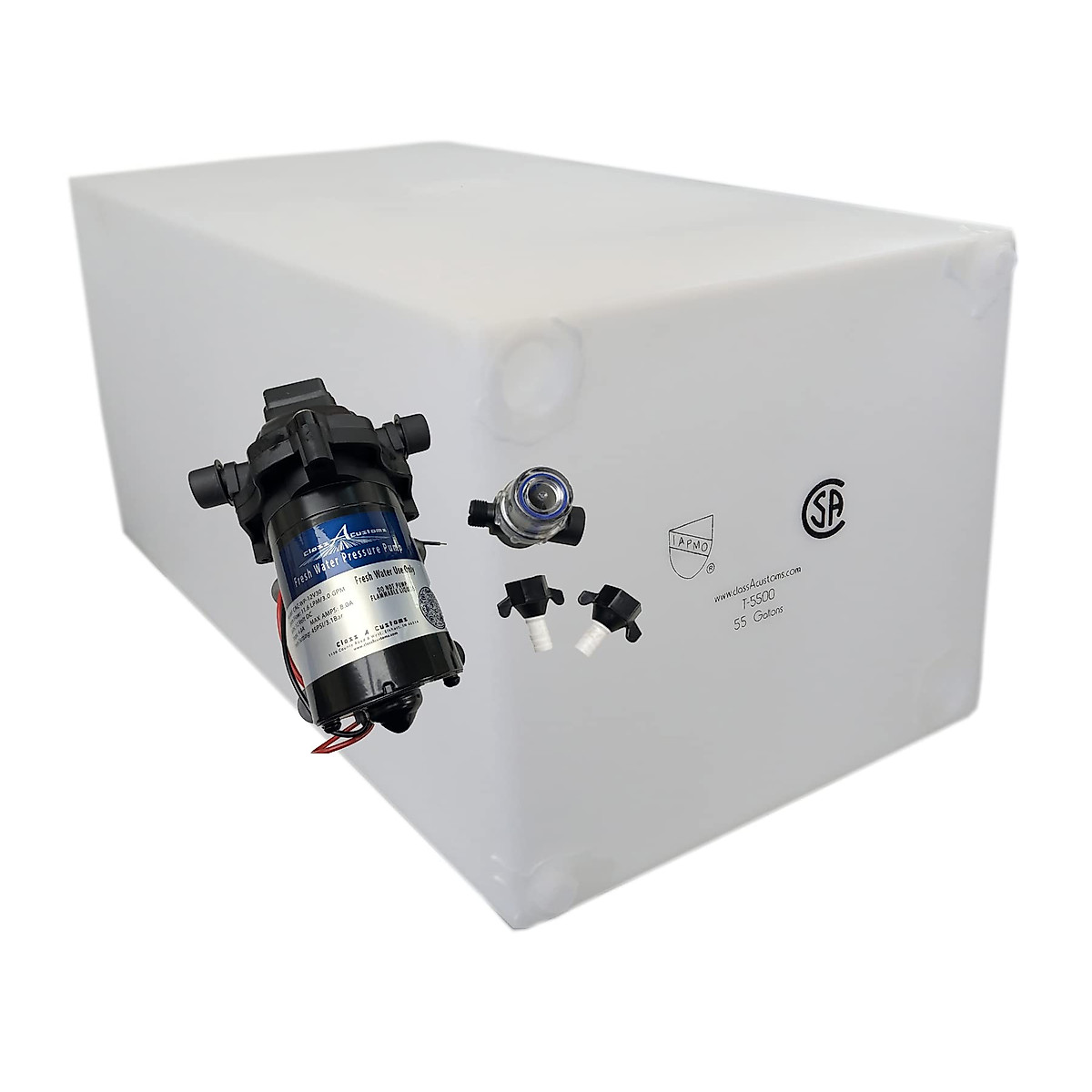 Class A Customs | 55 Gallon RV Concession Fresh Water Holding Tank with 12 Volt Water Pump | T-5500-PUMP