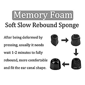 IiEXCEL 6 Pairs WF-1000XM5 Memory Foam Tips, Replacement S/M/L Cancel Noise Fit in Case Comfortable No Silicone Pain Ear Tips Eartips Compatible with Sony WF-1000XM4 WF-1000XM5 - Foam Black