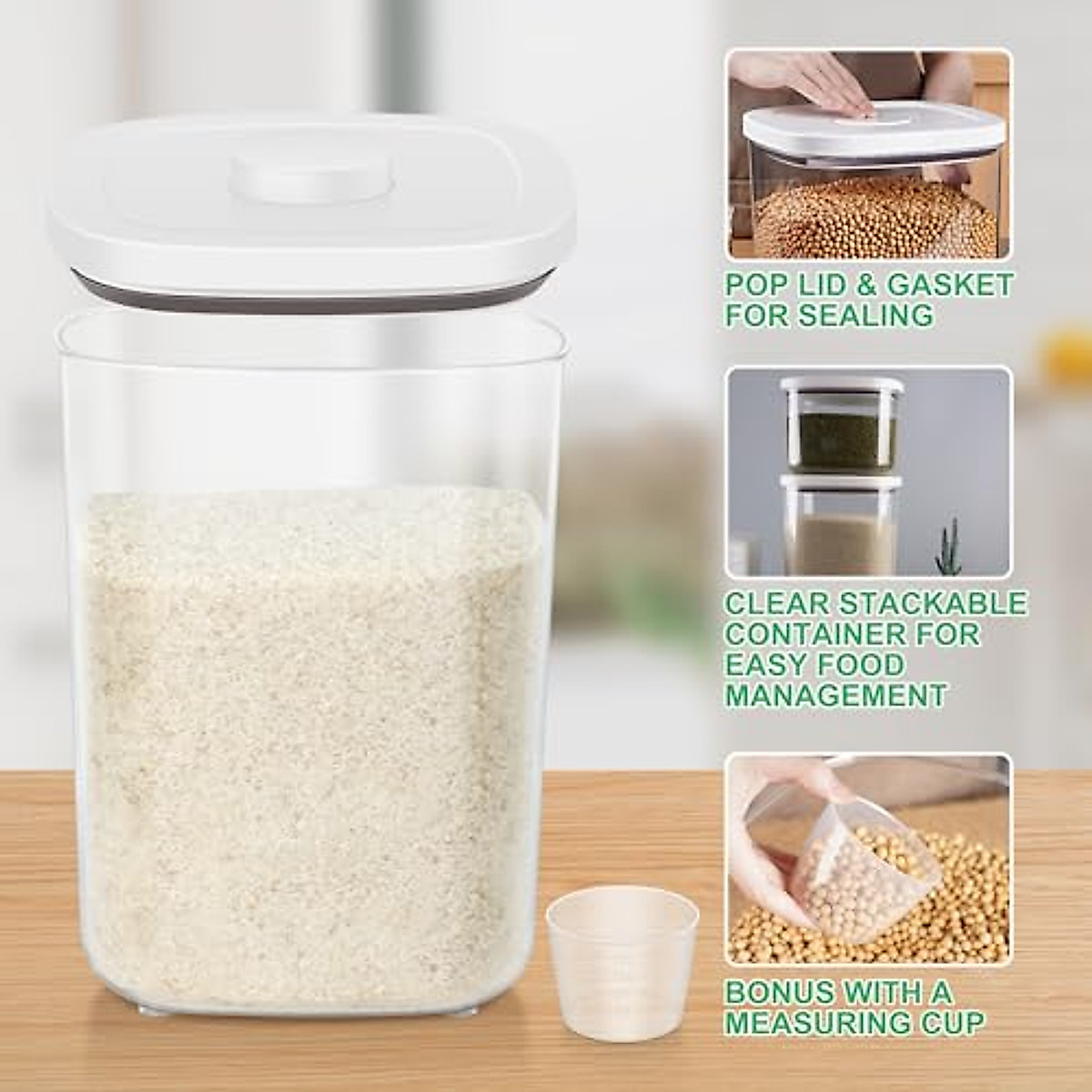TBMax Large Flour Storage Container, 23 Lbs -25 Lbs Rice Container with Pop Up Lid & Measuring Scoop for Flour, Cereal, Dry Food Storage and Kitchen Pantry Organization