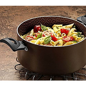 IMUSA USA 5 Quart Talent Master Line Nonstick Dutch Oven with Glass lid & Thermal Signal, Brown, (IMU-20077)