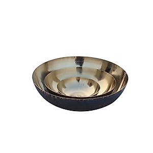 De Kulture Ayurveda Pure Kansa Bronze Nested Bowls Set of 3 for Biryani, Ramen, Noodle, Macaroni, Spaghetti and Pasta, Ideal for Serving & Dining Table Decoration