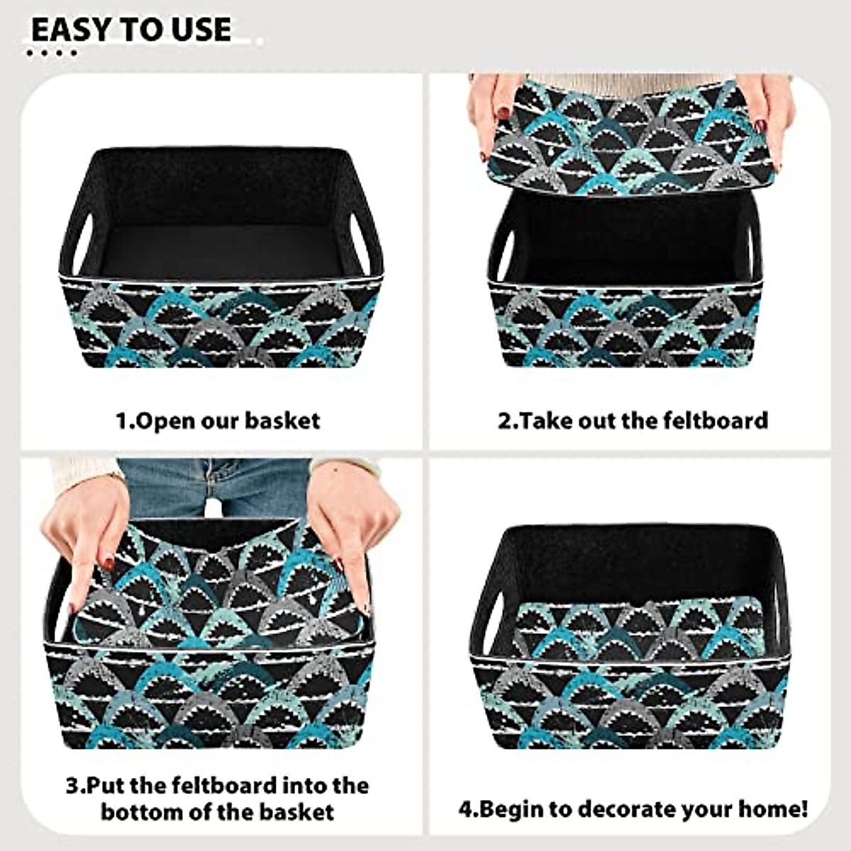Open Mouth Shark Storage Basket Felt Storage Bin Collapsible Shelves Basket Convenient Box Organizer for Clothes Towels Magazine