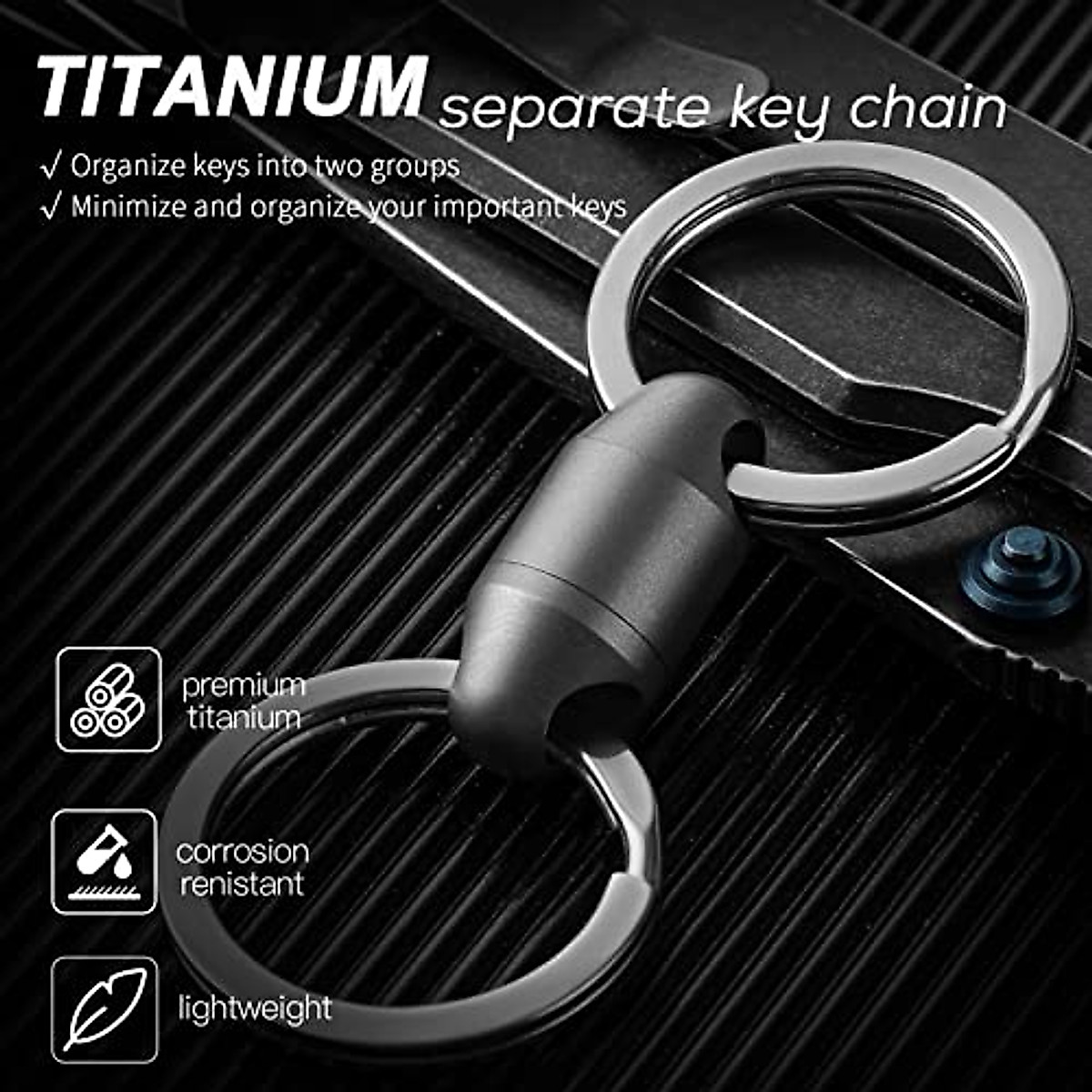 TIMULTI Quick Release Keychain,Titanium Detachable Pull Apart Key Chain,Quick Disconnect Swivel Connector Keychain Accessories with Key Ring