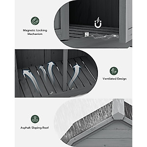 AOVSA Wooden Outdoor Storage Cabinet, 71" Weatherproof Garden Shed with Shelves, Waterproof Roof, Tool Storage for Patio/Backyard/Pool/Lawn (Gray)