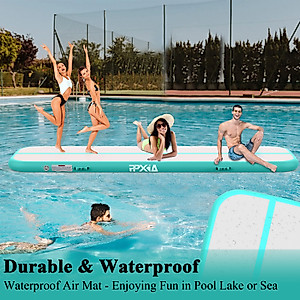 PPXIA Air Mat Tumble Track Gymnastics Mat, Inflatable Tumbling Mat 10ft with Electric Air Pump for Home Use/Cheerleading/Gym/Outdoor/Yoga/Water/School Use