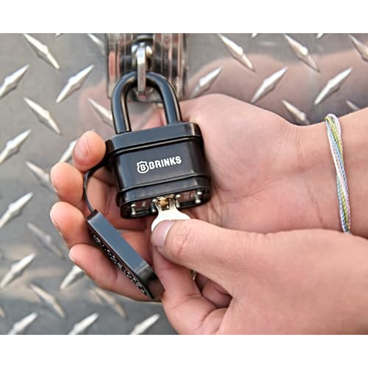 BRINKS - 40mm Laminated Steel Weather Resistant Padlock - Vinyl Wrapped and Chrome Plated with Hardened Steel Shackle(Color May Vary)