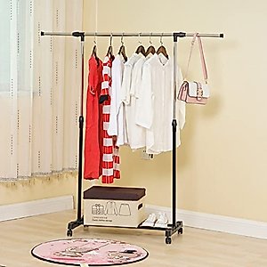 Yirepny Clothes Drying Rack, Movable Drying Rack Clothing with Wheels, Laundry Garment Dryer Stand, Adjustable Drying Rack, Stainless Steel Storage Stand for Home, Dorm, Office(US Delivery)
