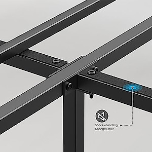 BONSOIR Full Size Bed Frame Steady Steel Platform with Wood Headboard/Footboard (Full Size)