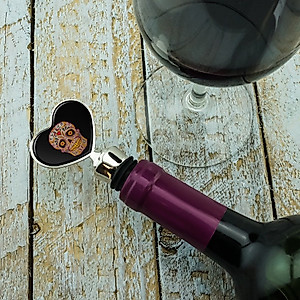 Skull Day of the Dead Southwestern Heart Love Wine Bottle Stopper