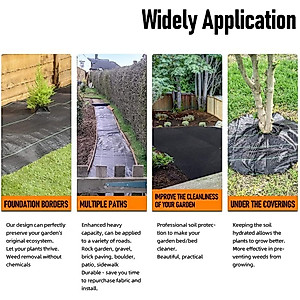 LAVEVE 4FT x 100FT Weed Barrier Landscape Fabric, 3.2oz Premium Heavy-Duty Gardening Weed Control Mat, Ground Cover for Gardening, Farming with 30 U-Shaped Securing Pegs（2 Pack 4x50FT）