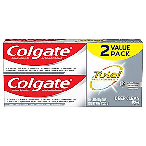 Colgate Total Toothpaste with Stannous Fluoride and Zinc, Multi Benefit Toothpaste with Sensitivity Relief and Cavity Protection, Deep Clean - 4.8 Ounce (Pack of 2)