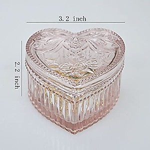 Gaolinci Crystal Glass Heart-Shaped Storage Box Embossed Jewelry Box Candy Box with Lid