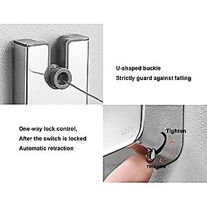 SPAANY Retractable Clothesline Indoor 3.5 m/11.4 Feets,Clothes Line with Adjustable Stainless Steel Rope String,Wall Mounted Clothes Drying Laundry Line for Bathroom Laundry,Black