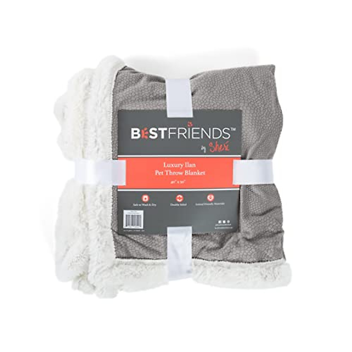 Best Friends by Sheri Premium Self-Warming Ilan Microfiber Faux Fur Pet Throw Blanket 40x50 in Grey