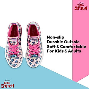 Disney Girls Lilo & Stitch Sneakers - High Top Athletic Shoes with Lace-Up Design - Comfortable Footwear for Everyday Wear & Casual Outfits (Light Pink, 1)