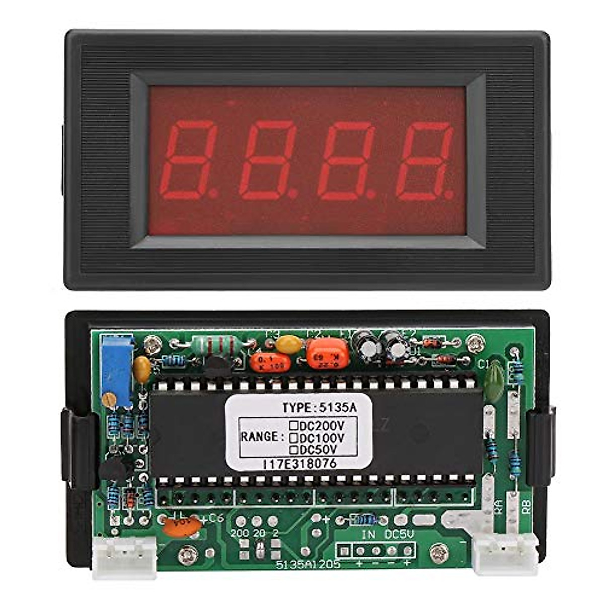 5135A 3 1/2 Digit Red LED Digital Volt Voltmeter Panel Meter DC Voltmeter Voltage Meter(DC50V/DC100V/DC200V)