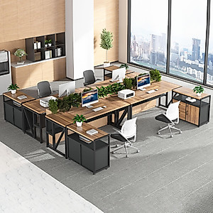 Tribesigns 63" L Shaped Desk with Drawer Cabinet, Executive Computer Desk and lateral File Cabinet, 2 Piece Home Office Furniture with Drawers for Hanging File, Doors with Locks (Brown, 63 inches)