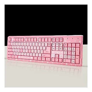 Gaming Keyboard, Waterproof Silent Pink Hello Kitty Laptop Computer Keyboard Cartoon Cute Pink USB Wired KT cat Keyboard Gaming for Girls for Desktop, Computer, PC (Color : Pink)