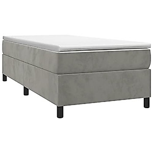 vidaXL Box Spring Bed with Mattress Home Bedroom Mattress Pad Single Bed Frame Base Foam Topper Furniture Light Gray 39.4"x79.9" Twin XL Velvet
