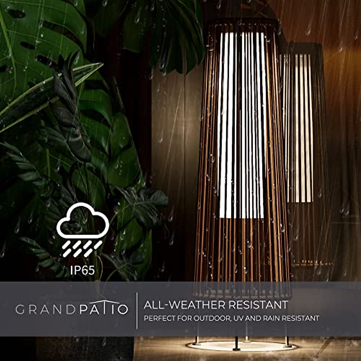 Grand patio Outdoor Floor Solar Light 2-Pack, All-Weather Wicker Solar Patio Lamp Waterproof Outside Solar Deck Lamp for Porch, Yard, Garden, Lawn Decorations - Dark Brown, Gordes 2 PCS