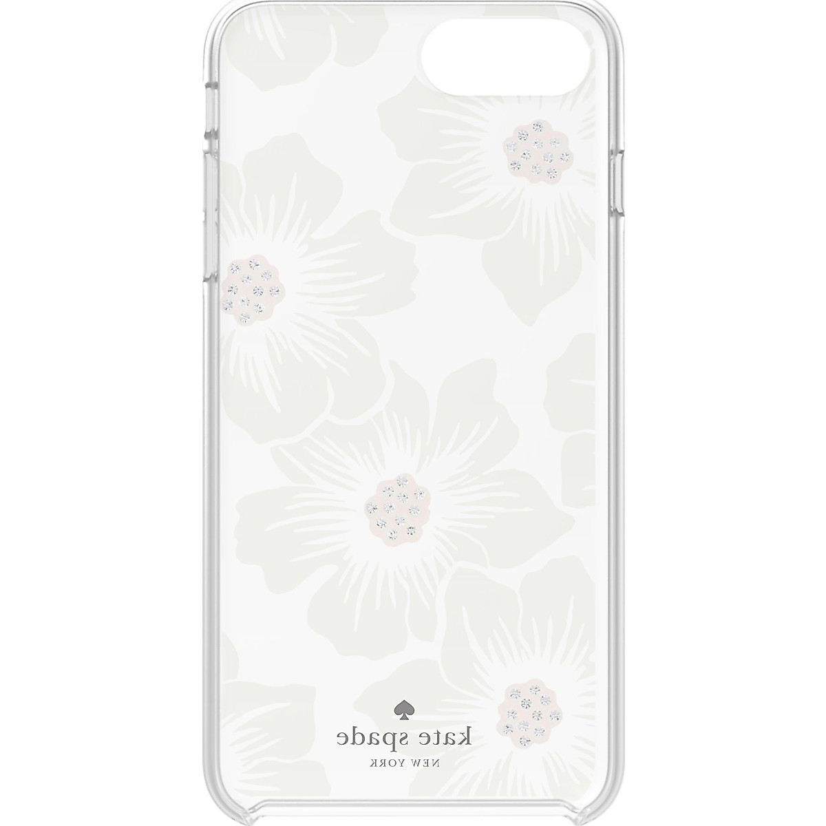 kate spade new york Protective Hardshell Case for iPhone 8 Plus, iPhone 7 Plus, iPhone 6s Plus & iPhone 6 Plus - Hollyhock Floral Clear / Cream with Stones