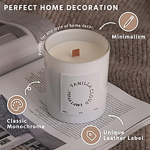 EMPTYFULL Vanilla Scented Candles, Wood Wick, 11 oz Large Candle, Natural Soy Candles 70 Hours Long Burning for Home, Aesthetic Candle, Perfect Spiritual Aromatherapy Gift for Women Men Mother’s