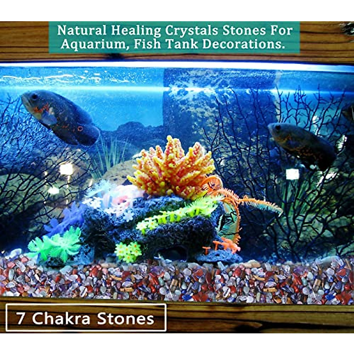 MAIBAOTA Natural 7 Chakra Crystal Quartz Rocks Chips Vase Filler Rocks for Succulent Plant Small Fish Tank Aquarium Gravel Decorative Pebbles Stones(200 gram)