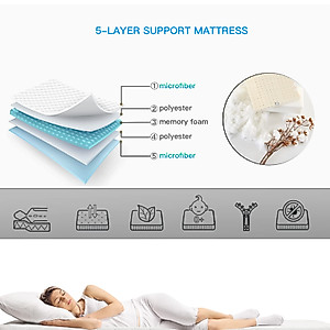 Heimorn Japanese Floor Futon Mattress, 4" Thicken Tatami Mat Sleeping Pad Foldable Roll Up Boys Girls Dormitory Mattress Kids Lounger Pillow Bed, Blue, Queen