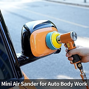 Mini Air Sander, 48PCS 1/2/3 Inch Small Pneumatic Random Orbital Sander for Auto Body Work With Hook And Loop Sanding Pads 15,000RPM High Speed Mini Polisher, Pneumatic Sander by SI FANG®