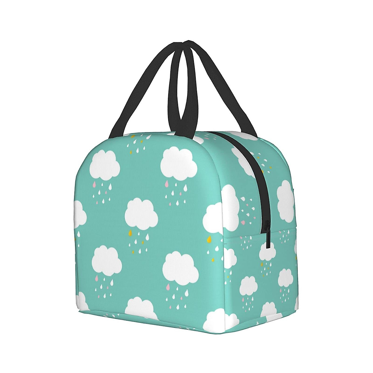 Cute Sky With Rainy Clouds Kawaii Lunch Box Travel Bag Picnic Bags Insulated Durable Shopping Bag Back To School Reusable Waterproof Bags For Man Woman Girls Boys