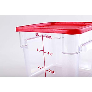 CMI 6 Qt Commercial Grade Square Food Storage Containers with Lids,Polycarbonate,Clear - Pack of 5