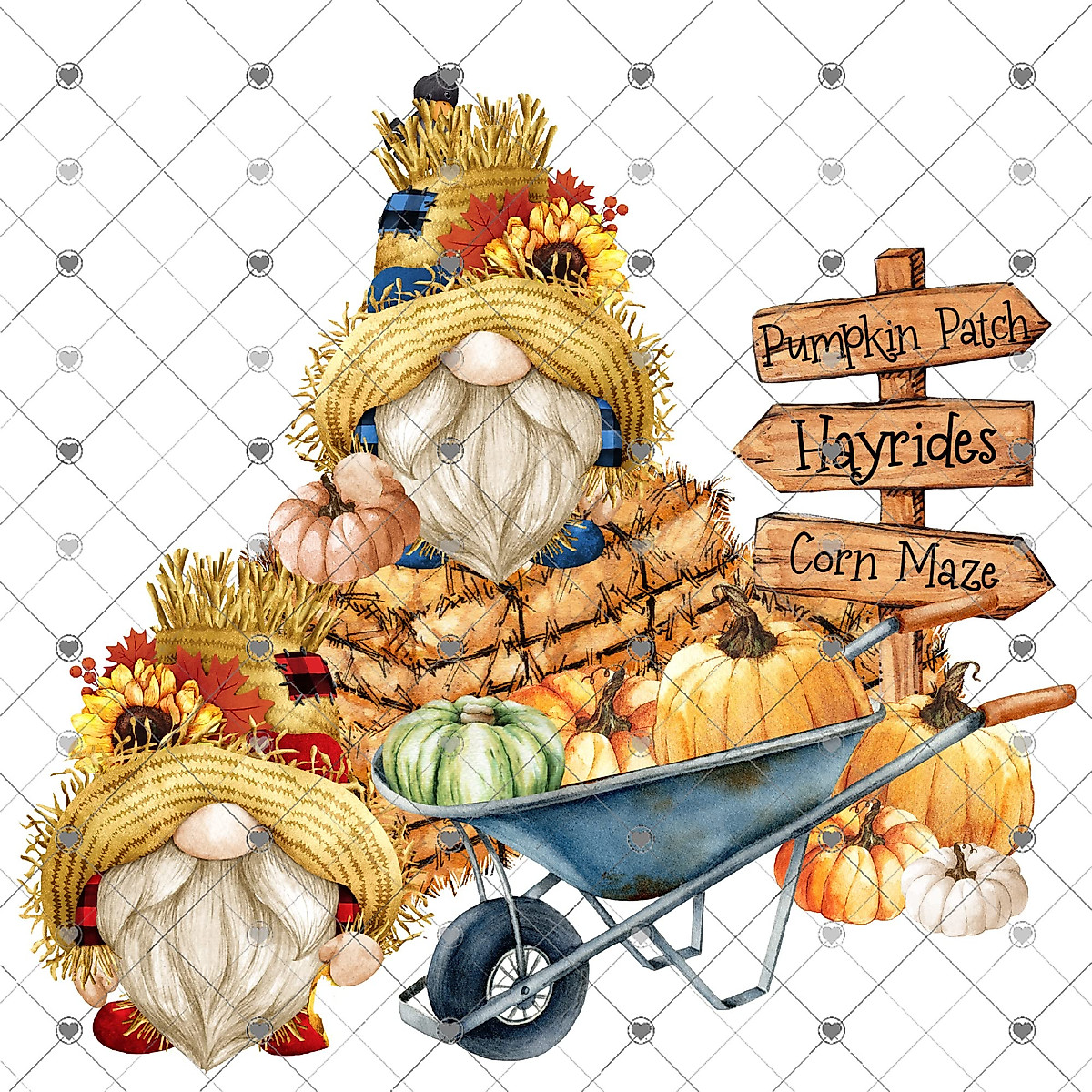 Fall Scarecrow Gnomes Sublimation Transfer, Ready to Press, Autumn, Sunflowers, Pumpkins, Gnome Sublimation Transfer, Harvest, Ready to Use (Mug x4)