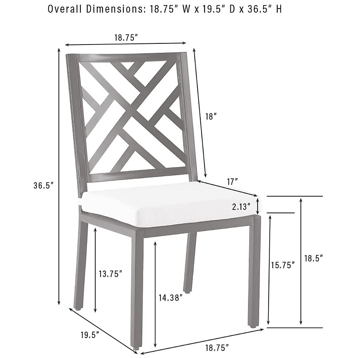 Crosley Furniture Locke 2-Piece Outdoor Chair Set, Dining Patio Chairs for Deck, Backyard, Matte Black with Creme Cushions