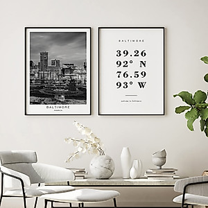 Dear Mapper Baltimore United States View Abstract Road Modern Map Art Minimalist Painting Black and White Canvas Line Art Print Poster Art Print Poster Home Decor (Set of 3 Unframed) (24x36inch)