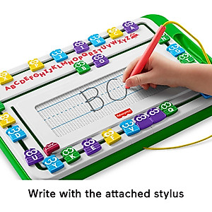 Fisher-Price StoryBots Slide Writer, mess-free magnetic drawing tablet with tethered pen and character stencil for preschool kids ages 3 years and up
