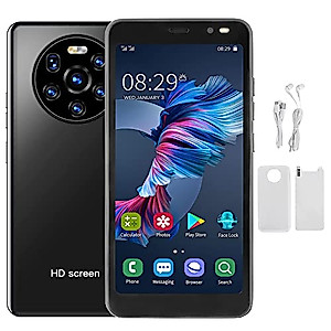 SHYEKYO Smartphone, Mate40 Pro 5.45in Dual Card Dual Standby Unlocked Cellphone, HD Large Screen Face Unlock Smartphone, for Android (Black)