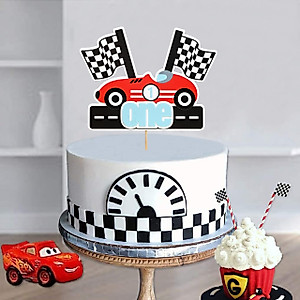Fast One Cake Topper - Race Car One Birthday Party Decorations,Racing Car Themed Baby Shower Decor,Little Racer 1st Birthday Cake Topper,Fast One Photo Prop Cake Smash
