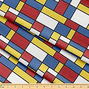 Fabric by The Yard [ 58" inches x 1 Yard ] Decorative Fabric for Sewing Quilting Apparel Crafts Home Decor Accents (Modern Mondrian Art Style Pattern)