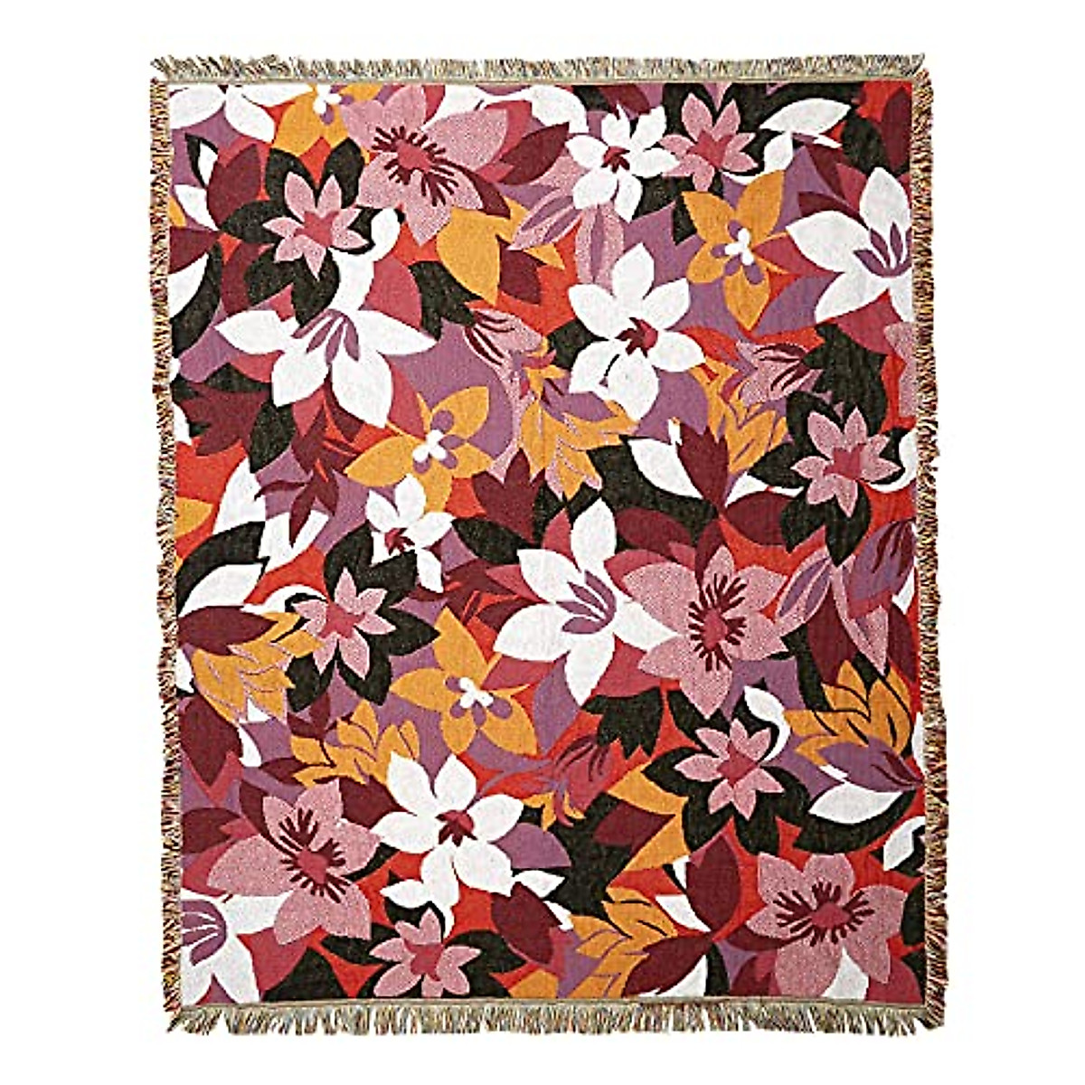 Vera Bradley Women's Recycled Cotton Indoor/Outdoor Throw Blanket, Rosa Floral, One Size