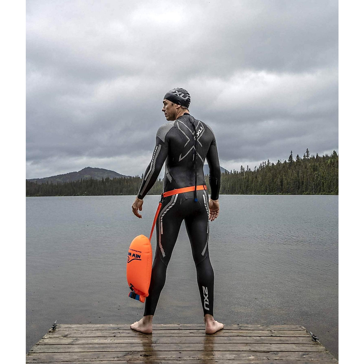 New Wave Swim Buoy Swim Safety Float and Drybag for Open Water Swimmers, Triathletes, Kayakers and Snorkelers, Highly Visible Buoy Float for Safe Swim Training (Orange PVC Medium-15L)