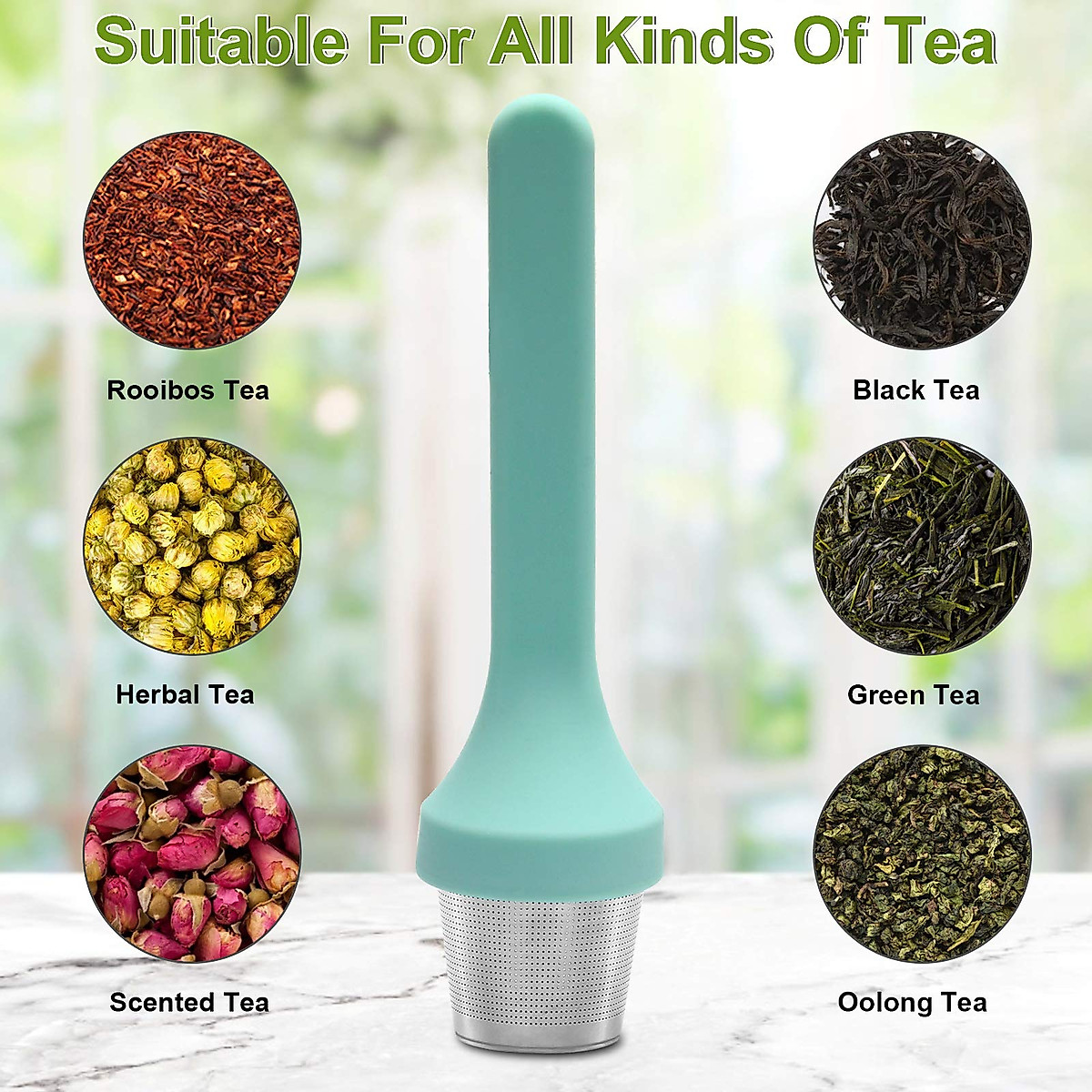 Fenshine Tea Infuser, Extra Fine Mesh Tea Cup Filter Silicone Handle Stainless Steel Tea Strainer Loose Tea Steeper for Loose Leaf Tea or Herbal Tea
