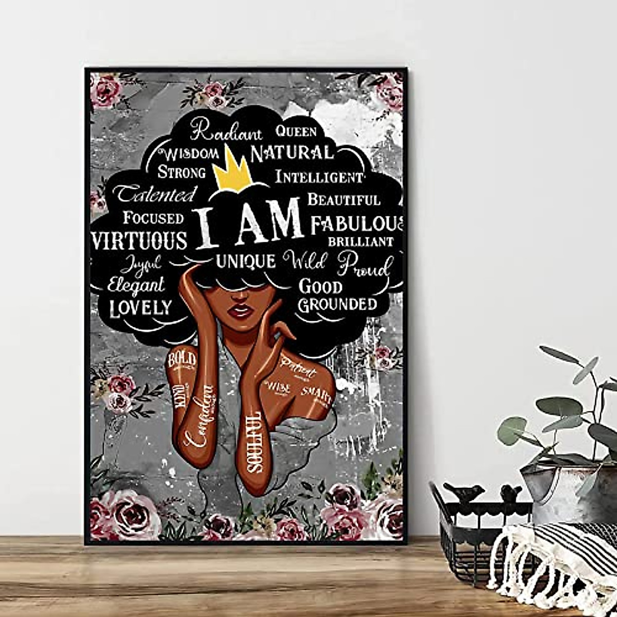 LLOSEUP African Queen Canvas Wall Art Black Women Canvas Paintings Black Girl Wall Art African American Abstract Nordic Pictures Posters Prints for Living Room Wall Decoration Artwork Unframed