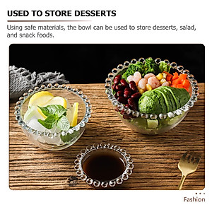Hemoton 2pcs Glass Salad Bowls Fruit Bowl with Beaded Edges Clear Large Serving Bowl Mixing Bowl Dessert Bowls Cubilose Bowls Snack Yogurt Sauce Prep Plates for Home Kitchen