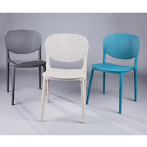 CozyBlock MESH Perforated Stackable Dining Chair for Both Indoor and Outdoor – Set of 4 (Teal Blue)
