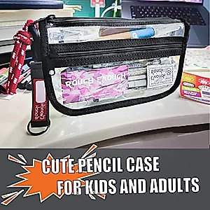 ROUGH ENOUGH Small Cute Clear Pencil Case for Girls Boys Kids Adults Clear Pencil Pouch Bag Holder for School