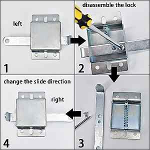 SINCERITYLI Garage Door Side Lock Inside Deadlock for Most Garage Door Galvanized Steel -1pack, Silver