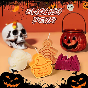 LA BELLEFÉE Halloween Tea Lights Candles, English Pear Scented Candles Halloween Candles for Decorations 8 Pack, Fall Festival Decorations, Spooky Halloween Gifts