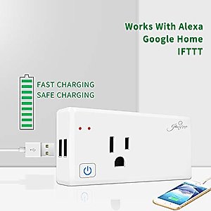 Jinvoo Smart Plug,WiFi Outlet Mini Socket 16A Work with Alexa and Google Home, Remote Control,Smart Plug Outlet with 2 USB Ports, Voice Control Remote Control, Timing Function