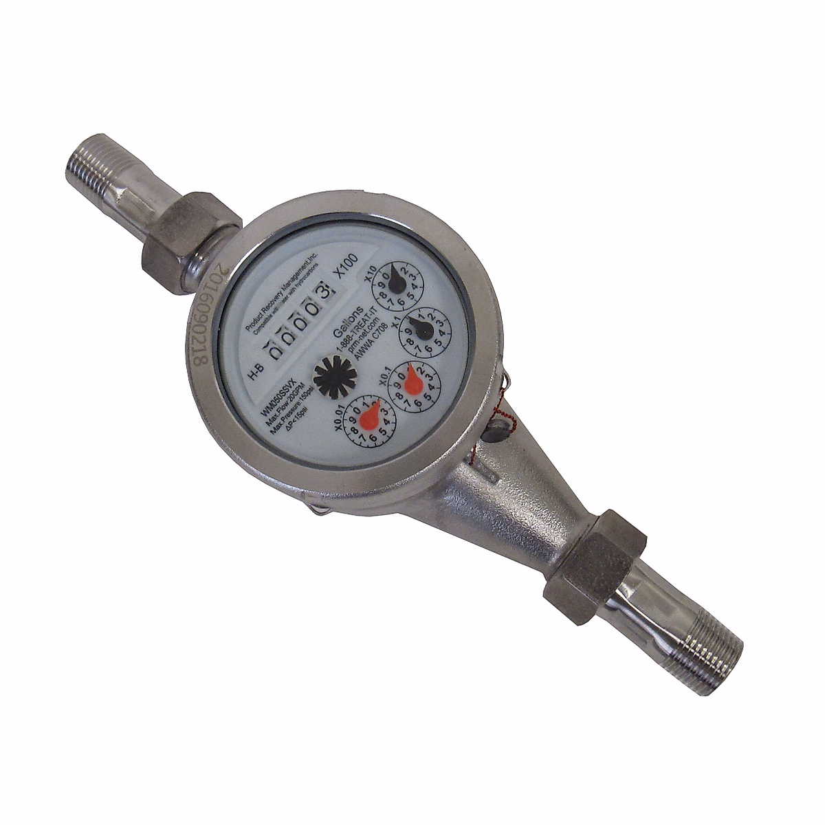 PRMFiltration 3/4 Inch NPT 304 Stainless Steel Totalizing Water Meter